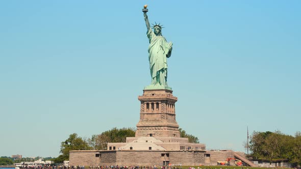 Symbol of West Values Statue of Liberty New York Harbor, Stock Footage