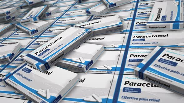 Paracetamol and painkiller tablets pack production loopable seamless ...