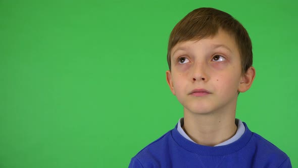 A Young Cute Boy Looks Around - Closeup - Green Screen Studio, Stock ...