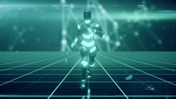 Running Futuristic Humanoid Robot, Motion Graphics | VideoHive
