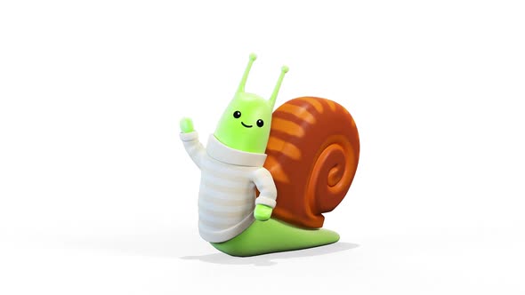 Snail Wave Greeting on White Background, Motion Graphics | VideoHive