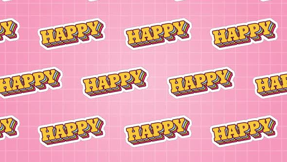 Happy Text Sticker Background Animation, Motion Graphics | VideoHive