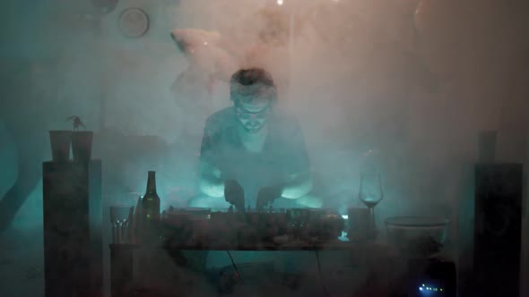 DJ Playing Music in Smoke, Stock Footage | VideoHive