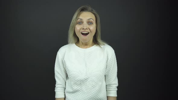 Model Demonstrates Surprise Emotions Posing for Photo Shoot, Stock Footage
