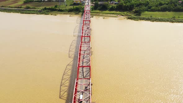 Bridge Over the Cagayan River, Philippines, Aerial View., Stock Footage