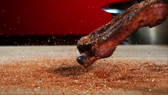 BBQ thrown and bouncing in ultra slow motion , Stock Footage | VideoHive