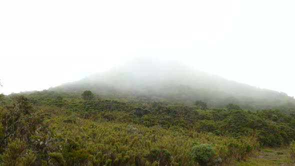 Misty Covered View Of Mount Arenal In Costa Rica. Locked Off, Stock Footage