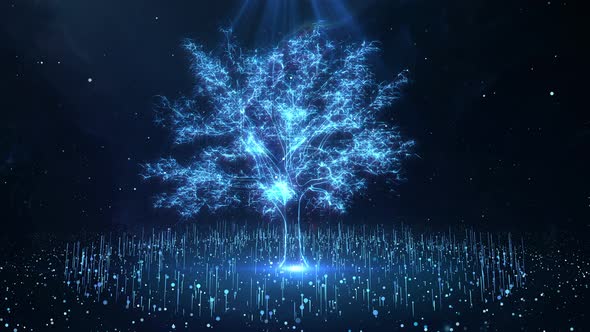 Blue Rotating Tree Particles, Motion Graphics | VideoHive