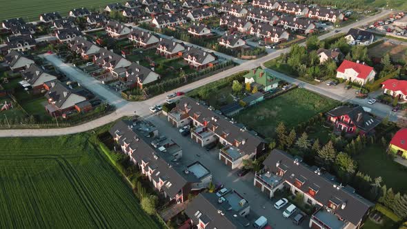 Aerial View of European Suburban Neighborhood with Family Houses, Stock ...