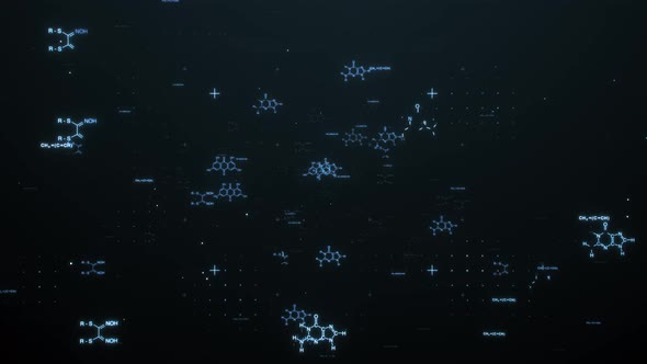 Animation of Blue Formulas and Chemistry Chains, Motion Graphics ...
