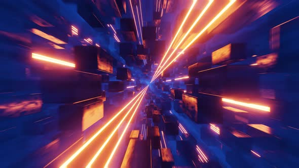 Flying in a tunnel of cubes with hyper acceleration, Motion Graphics