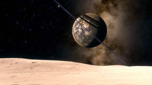 Space Background - Exoplanet with Rings, Motion Graphics | VideoHive