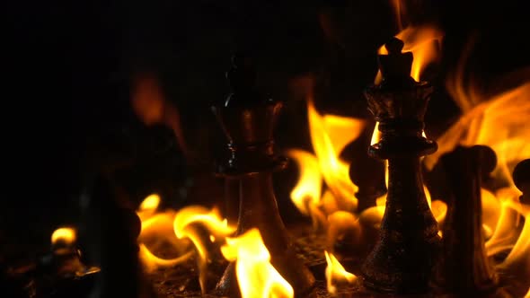 Chess Pieces Catching Fire, Stock Footage | VideoHive