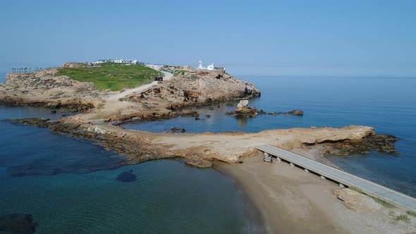Magganari beach on the island of Ios in the Cyclades in Greece seen ...