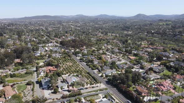 Aerial View of Rancho Santa Fe Neighborhood with Big Mansions in San ...