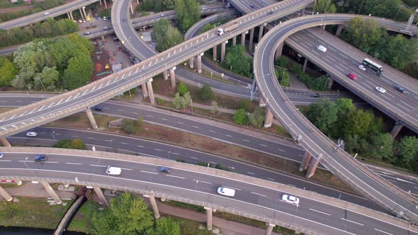 Vehicles Driving Navigating a Spaghetti Interchange Road System, Stock ...