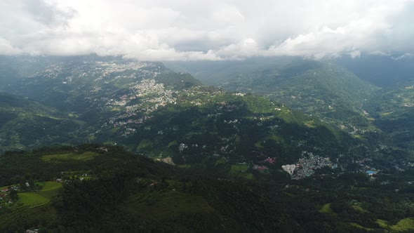 Rumtek Monastery area in Sikkim India seen from the sky, Stock Footage