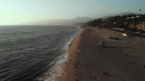 An Aerial Shot Over the Beach in Malibu in California Near the Point ...