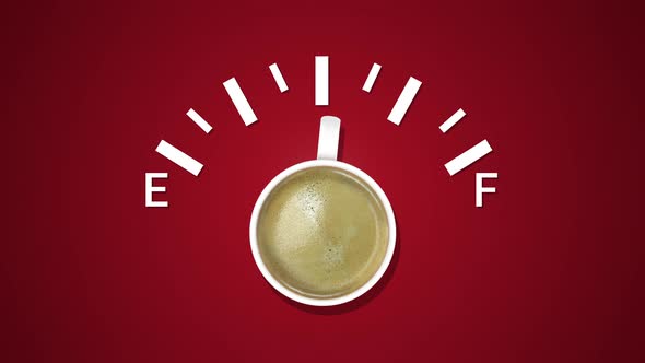 Animation of Fuel Indicator Showing Fuel Level with Cup Coffee at Red ...