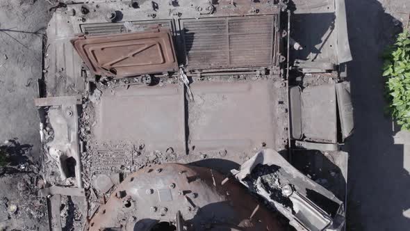 Exploded Military Equipment During the War in Ukraine, Stock Footage