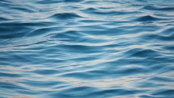 Close Up of Disturbed Blue Ocean Water Surface. Slow Motion, Stock Footage