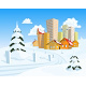 Cartoon Town with Snowy Road, Vectors | GraphicRiver