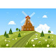 Green Field and Mill, Vectors | GraphicRiver