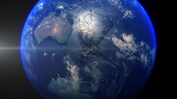 Realistic Earth Zoom Out Clouds New Zealand Wellington, Motion Graphics