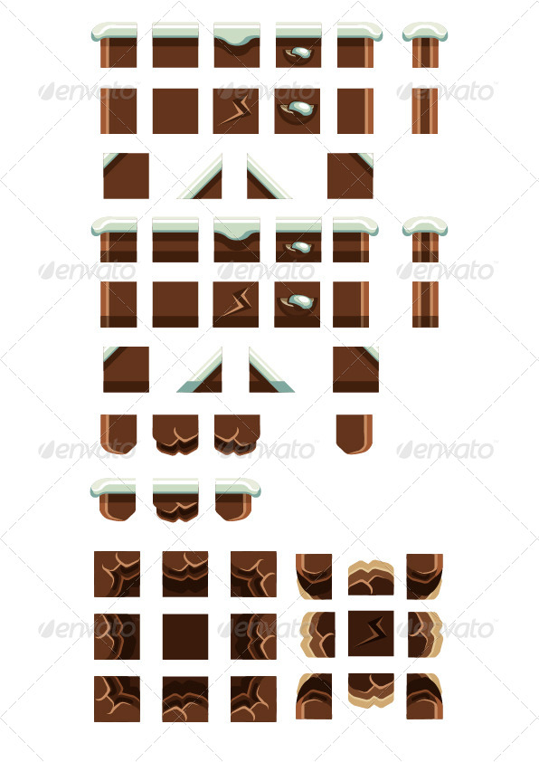 Platformer Game Tile Set Fourteen, Vectors | GraphicRiver