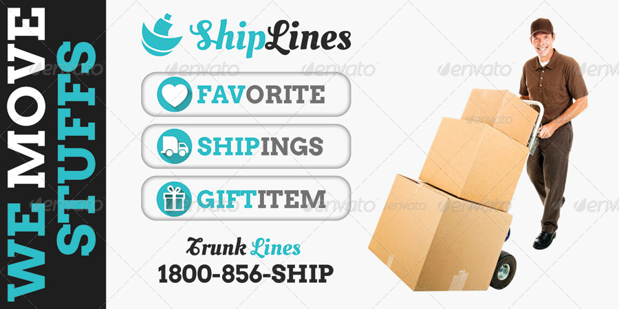 Ship Lines Shipping Service Signage Bundle, Print Templates | GraphicRiver
