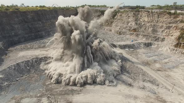 Explosion in a quarry with dynamite aerial shot, Stock Footage | VideoHive