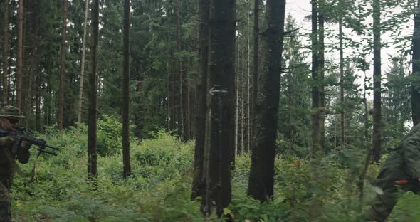 Millitary Action in Dense Forest Running After Terrorist Concept of War ...