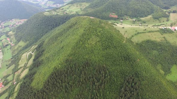 Panoramic view of ancient pyramids in Visoko, Bosnia, Stock Footage