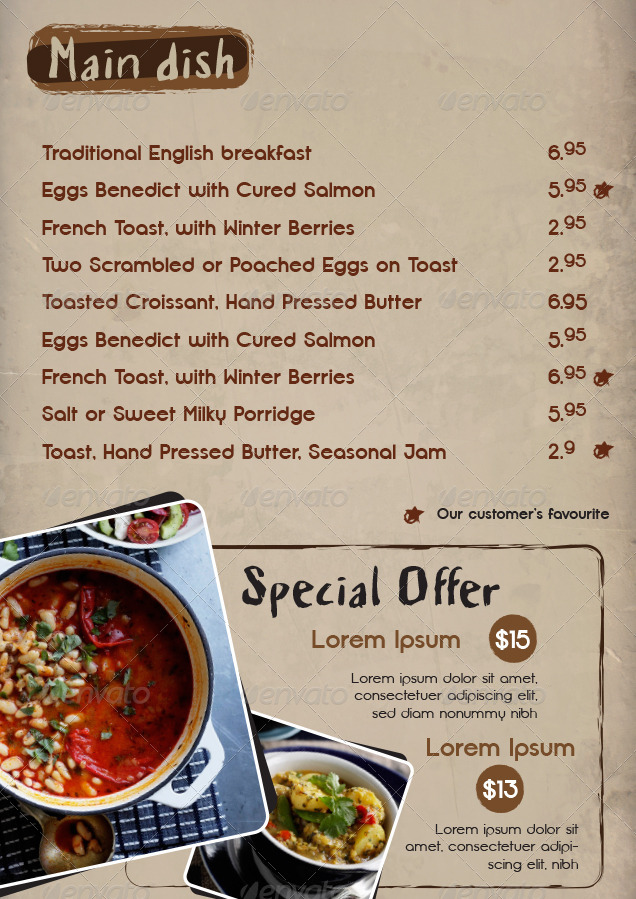 Restaurant menu A4 vol 8 by 1PTeam | GraphicRiver