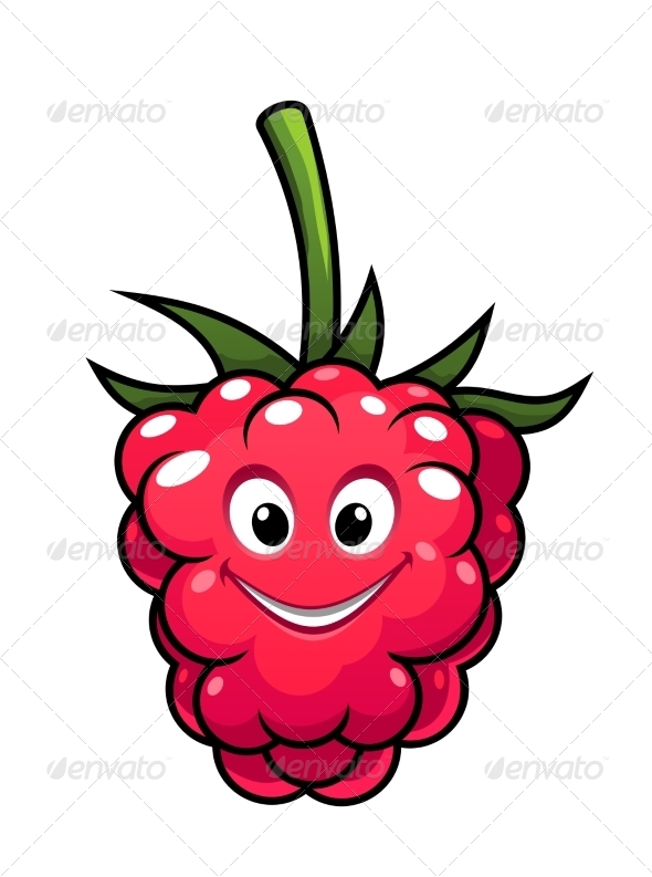 Happy Cartoon Raspberry by VectorTradition | GraphicRiver