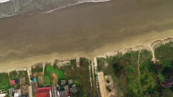 Overhead View Of La Curia Beach And Town In Province Of Santa Elena In ...