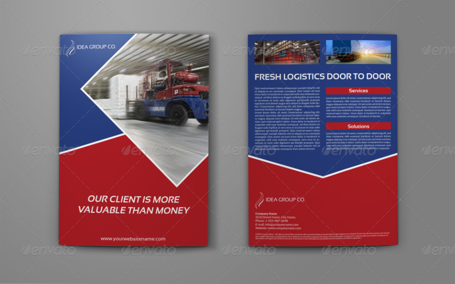 Logistic Company Brochure Bi Fold Template Vol.3, Print Templates ...