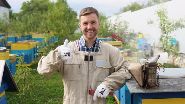 Portrait of a Beekeeper on the Apiary, Stock Footage | VideoHive