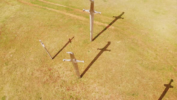 Giant Swords In Ground Memorial For Soldiers In Didgori, Georgia, Stock ...