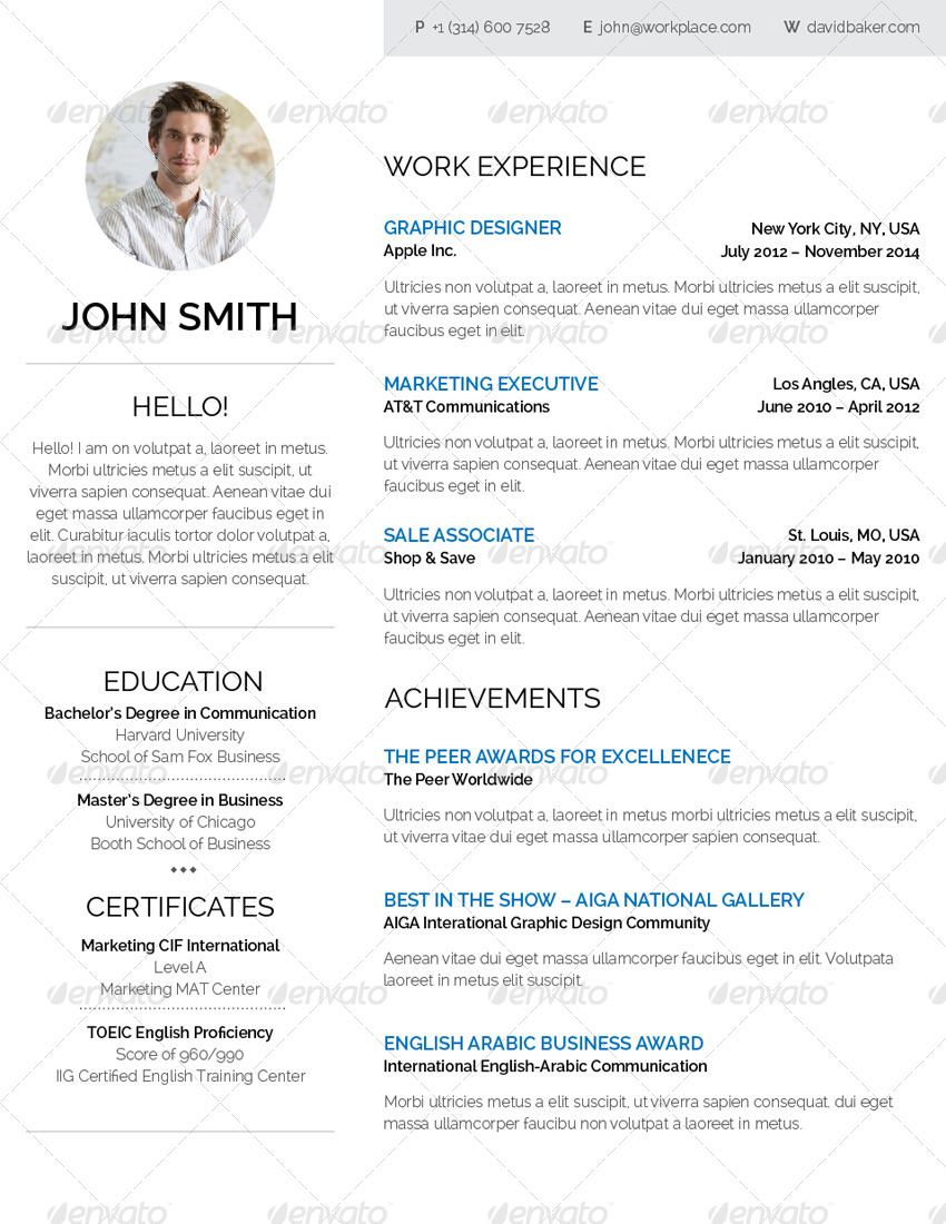 Resume / Cover Letter A4 and Us Letter Sizes, Print Templates ...
