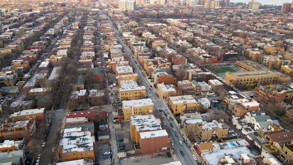 Chicago City Landscape in the Business District Suburbs - Aerial View ...