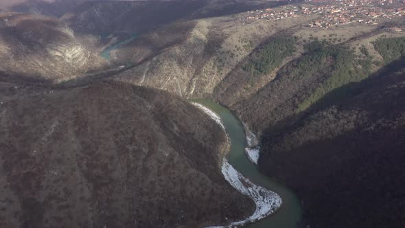 Above gorge of river Timok in Eastern Serbia 4K drone video, Stock Footage