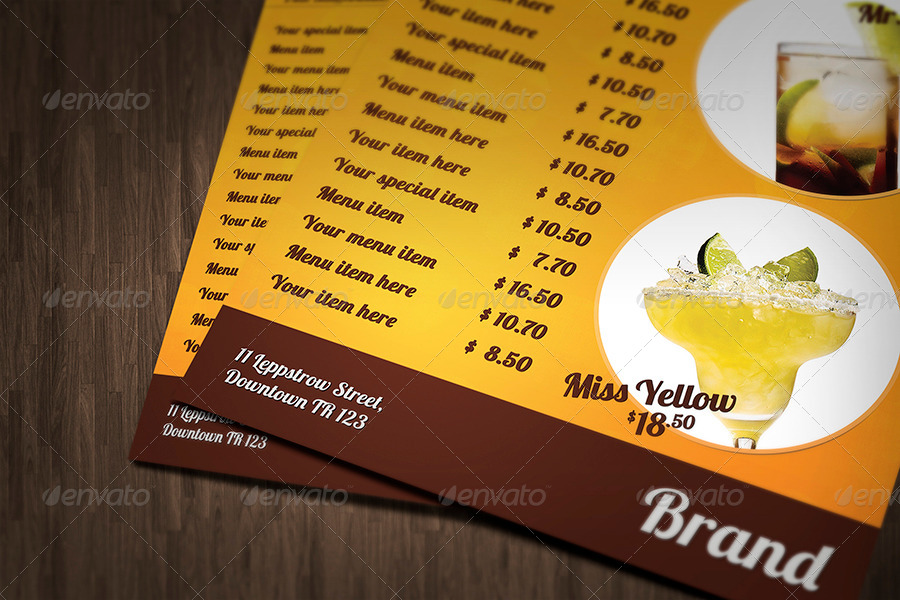Multipurpose A4 food or drinks menu template, Print Templates ...