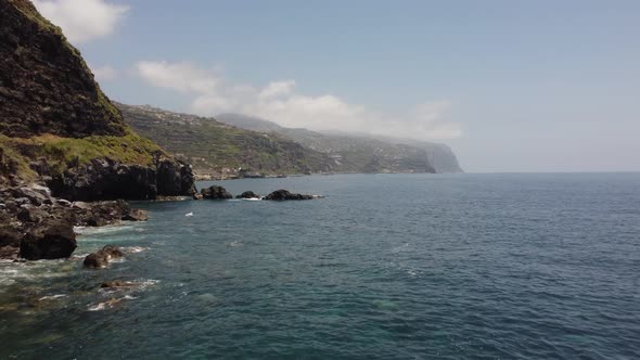 Going through the arch on the sea at Ponta Do Sol in Madeira. Shot on ...