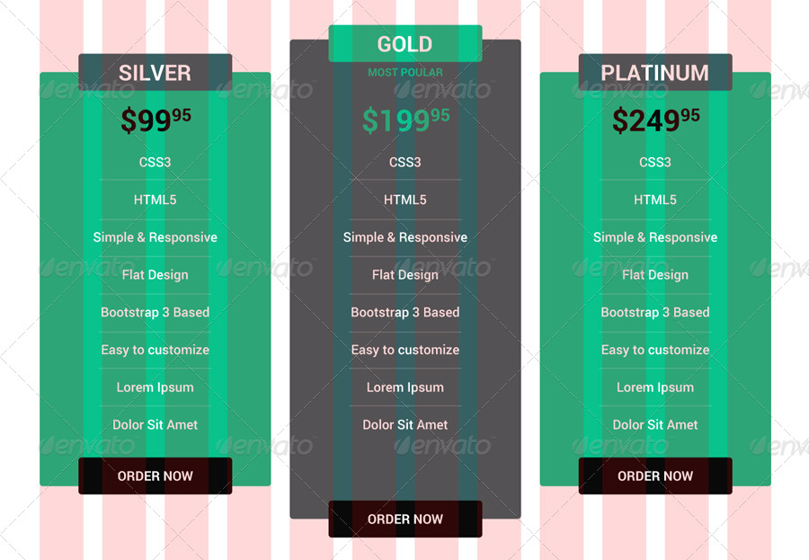 Flat Design Web Pricing Tables, Web Elements | GraphicRiver