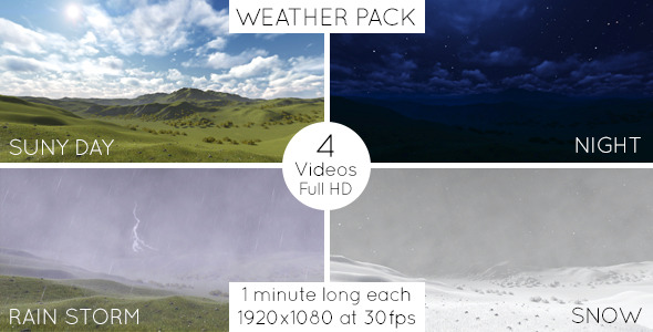 Sunny Day, Night Time, Rain, Snow - Weather Pack, Stock Footage | VideoHive