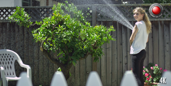 Girl Watering, Stock Footage | VideoHive