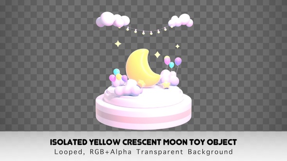Isolated Yellow Crescent Moon Toy Object, Motion Graphics | VideoHive