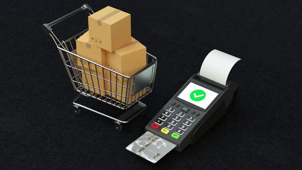 Swiping the POS machine and paying for the products, Motion Graphics