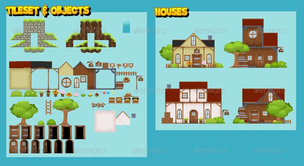 Platformer Game Tile Set 14, Game Assets | GraphicRiver